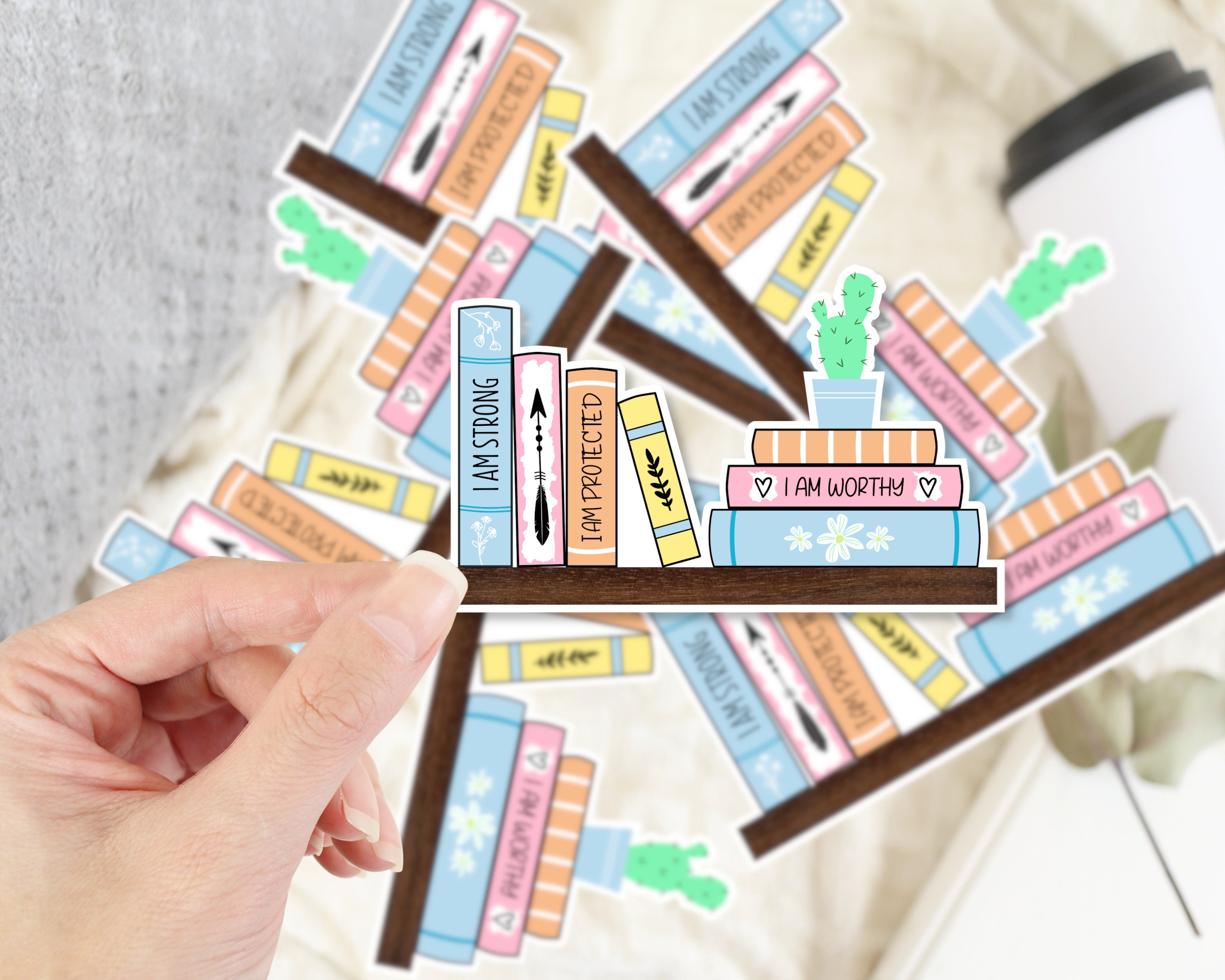 Book Sticker books on shelf sticker Book lover sticker | Etsy