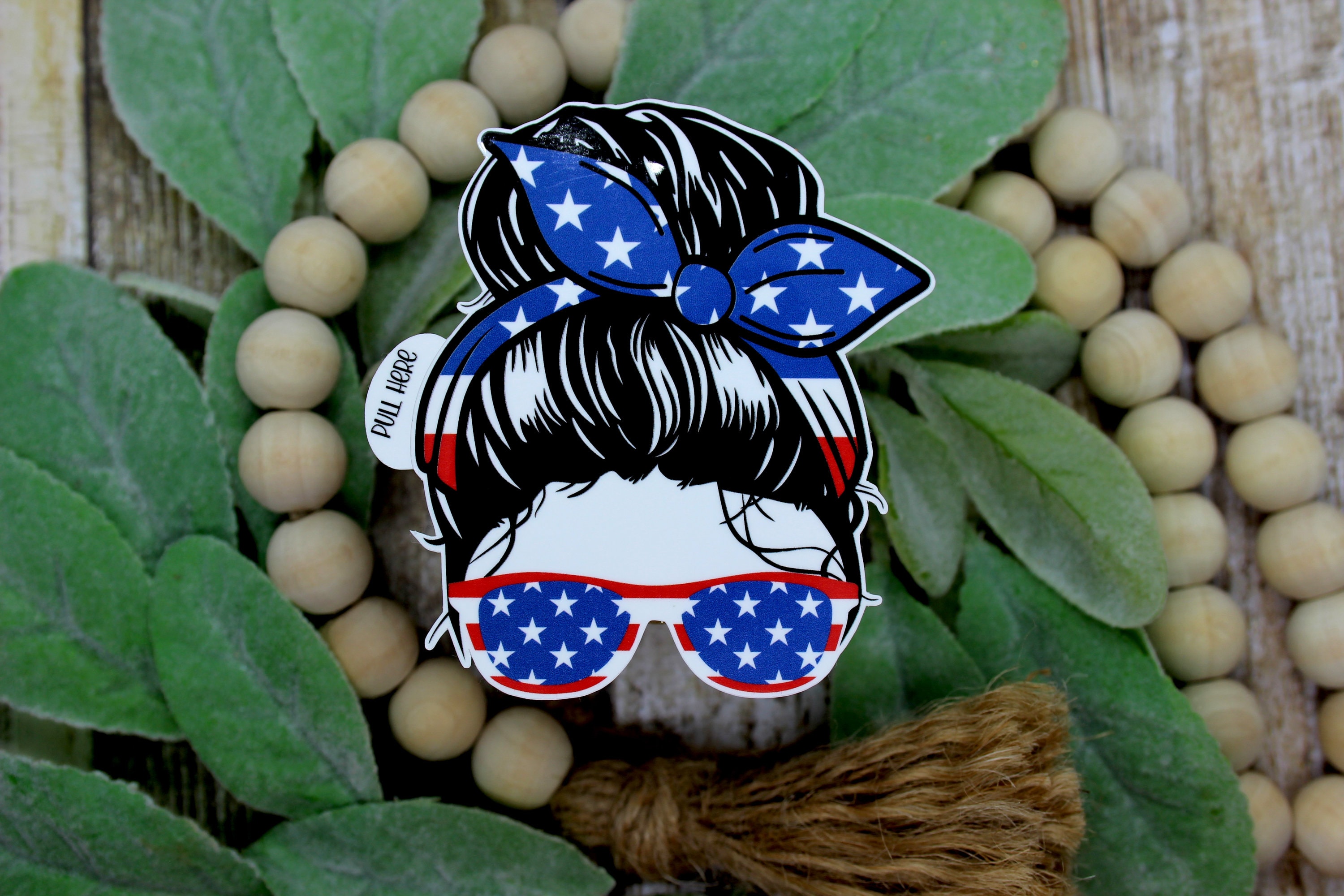 Messy Bun Sticker American Flag Messy Hair Bun Laptop | Etsy