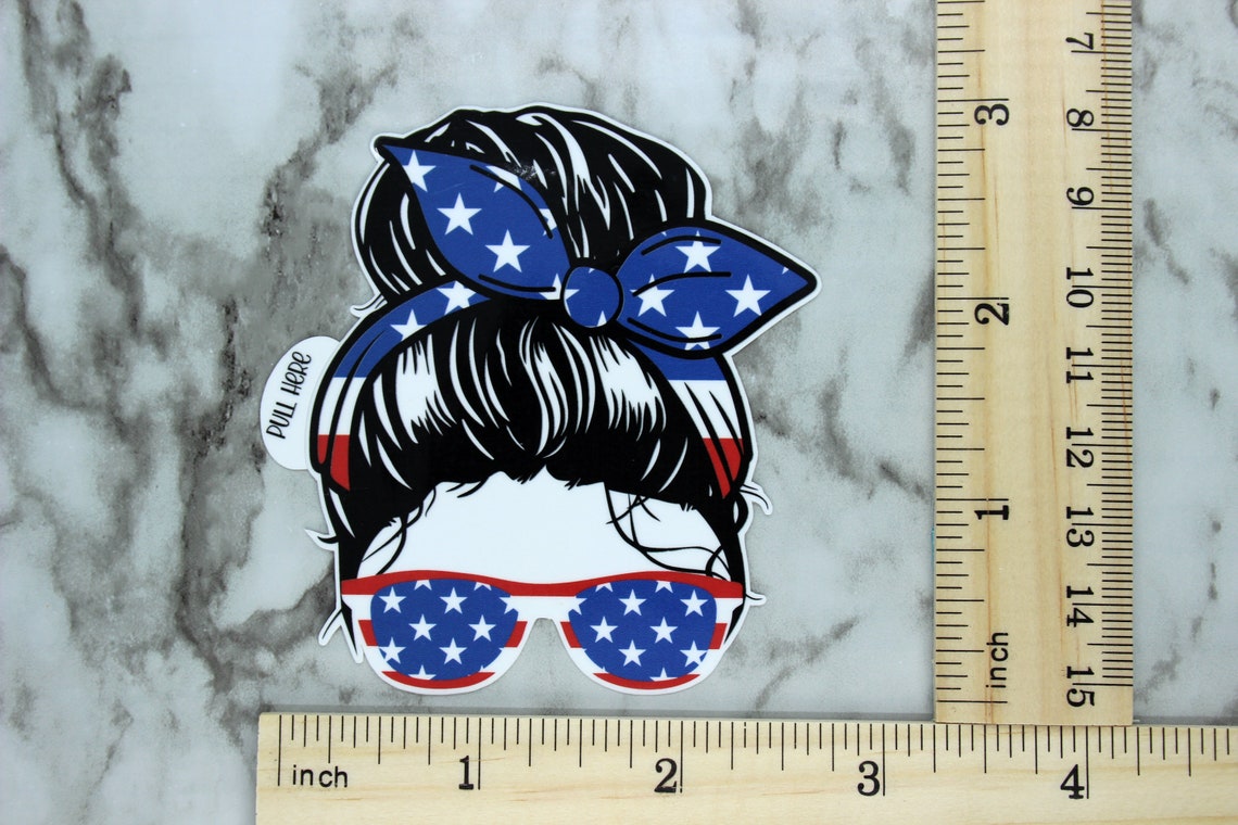 Messy Bun Sticker American Flag Messy Hair Bun Laptop - Etsy