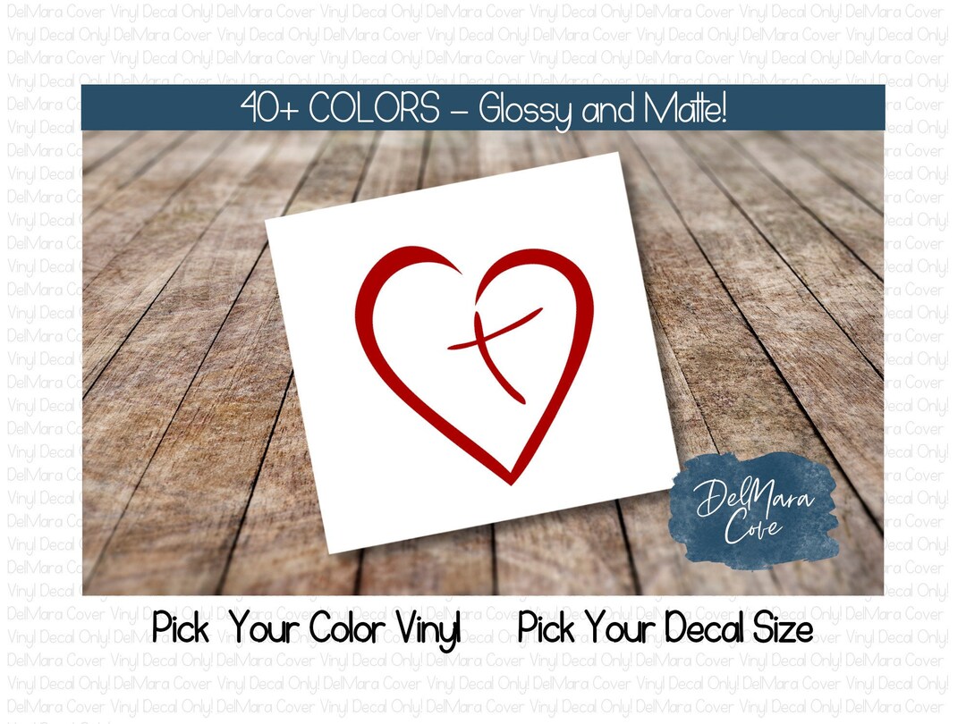 Cross Heart Decal, Heart Decal, Cross Decal, Christian Decal, Religious ...