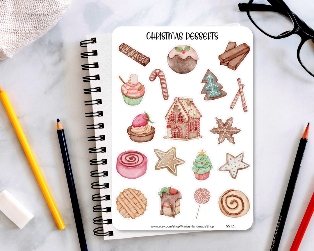 Christmas Desserts Sticker Sheet, Christmas Sweet Treats Stickers ...