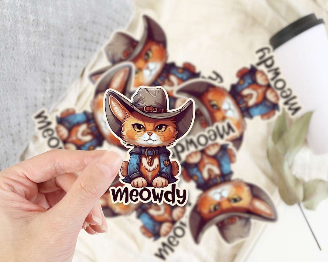 Meowdy Sticker, Cat Sticker, Cowboy Cat Sticker, Cat Lover Gift, Laptop ...