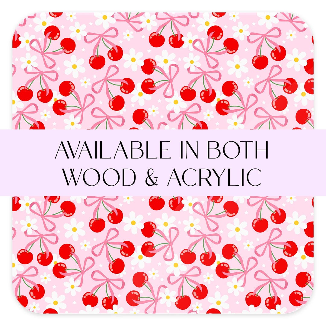 Coquette Cherries Acrylic Sheet, Bow Cherries Patterned Acrylic ...