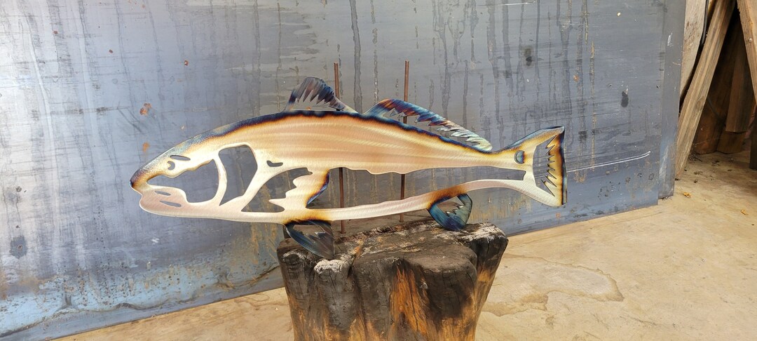 Redfish Red Heat Treated Drum Red Fish Metal Art Fish Wall Art Metal ...