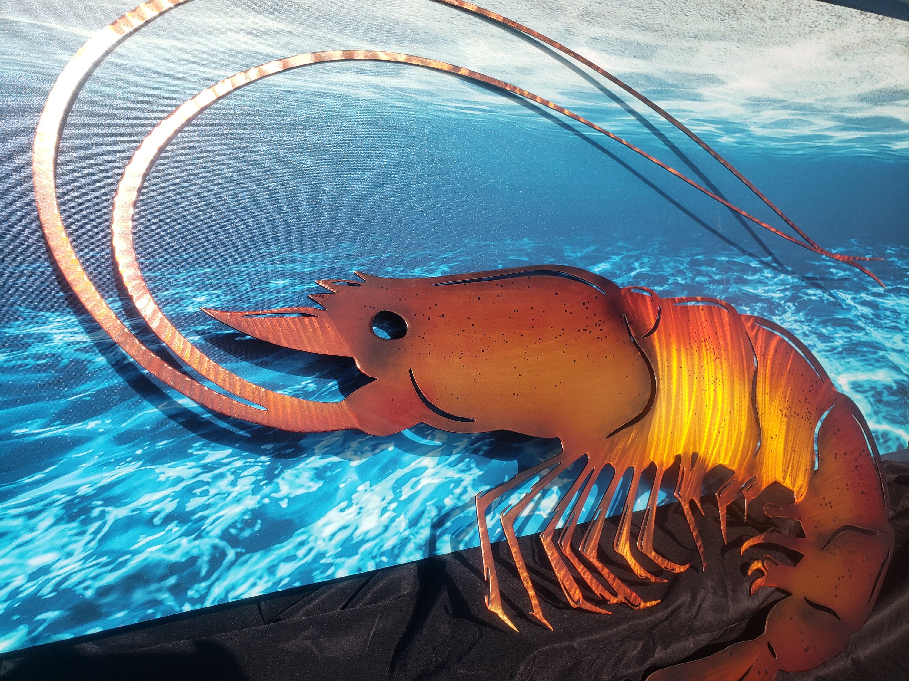 Shrimp Metal Wall Art Fish Decor Custom Art Work Steel or - Etsy