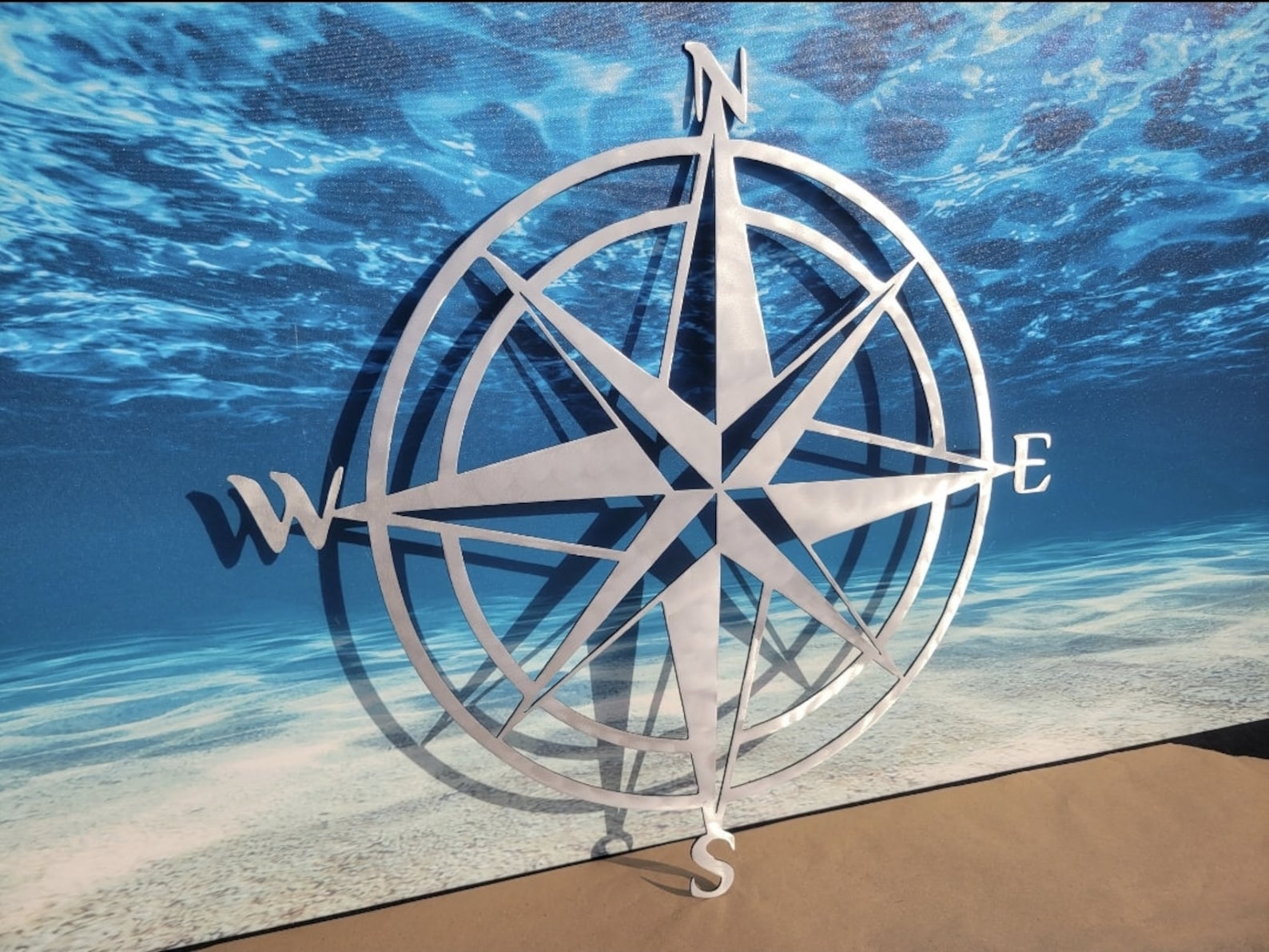 Compass Rose Metal Wall Art Nautical Fish Decor Custom Art - Etsy