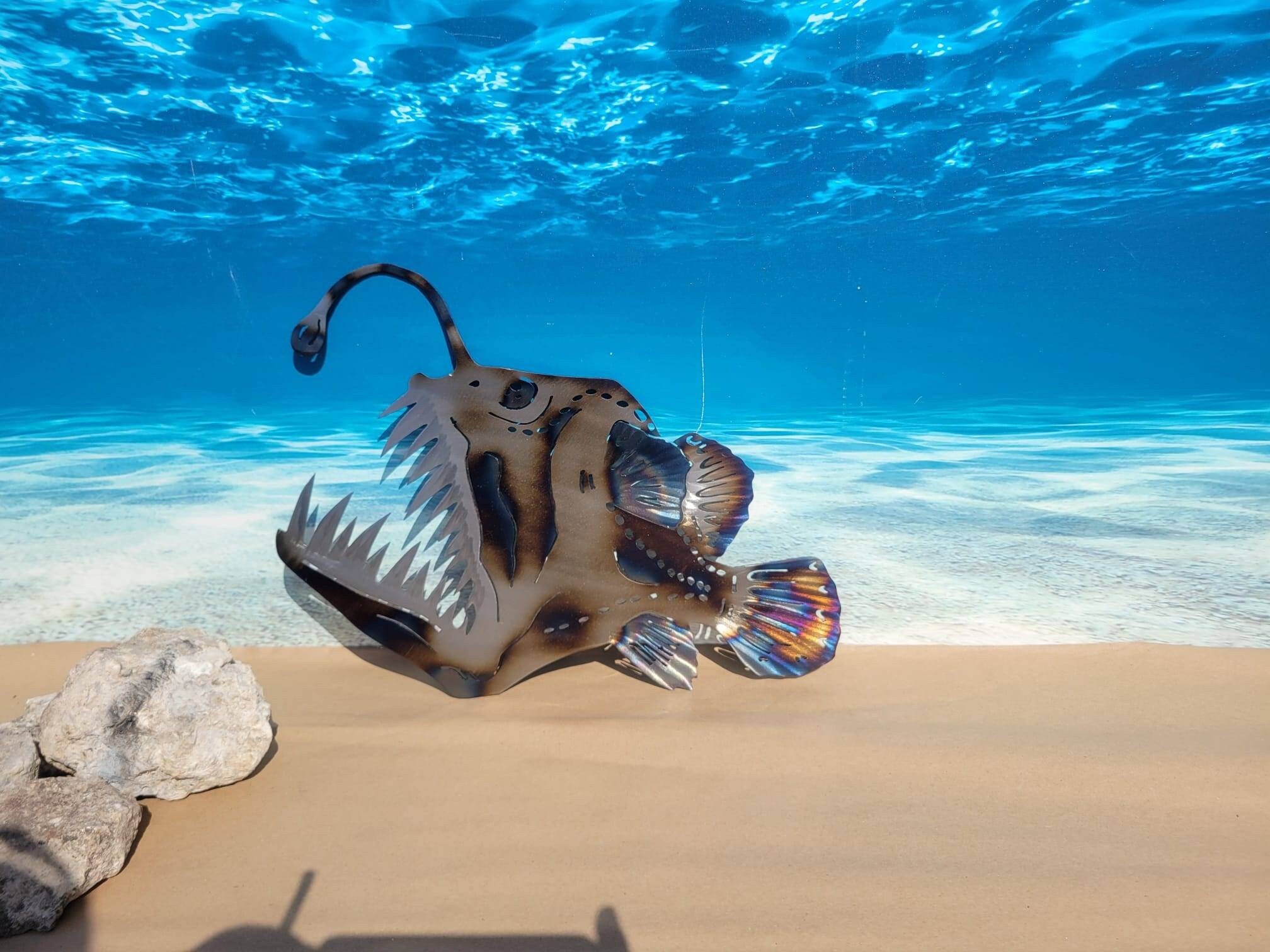 Angler Fish Metal Wall Art Fish Decor Custom Art Work Steel - Etsy