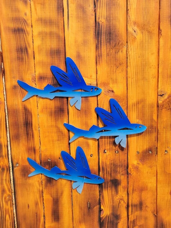 Flying Fish School Metal Wall Art Fish Decor Custom Art Work | Etsy