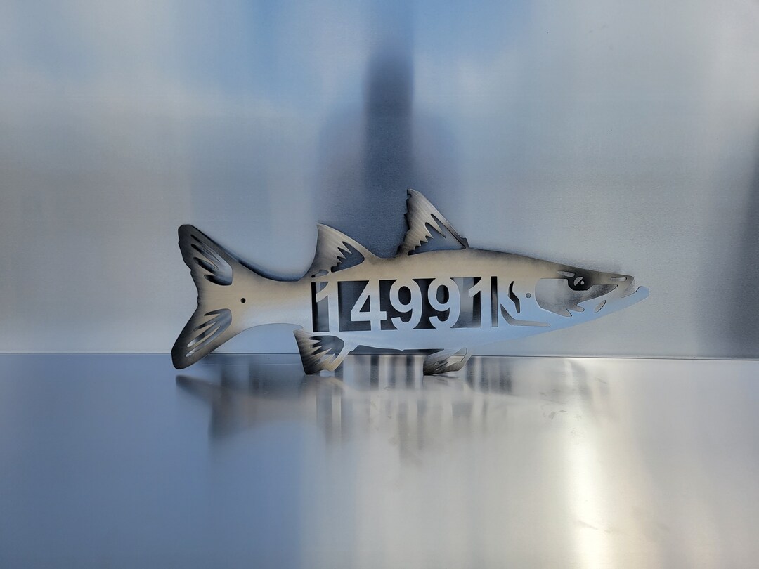 Snook Monogram House Numbers Custom Wall Sign Metal Wall Art Fish Decor ...