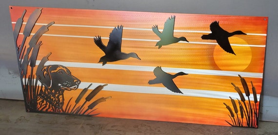 Duck Hunting Scene Metal Art Wall Art Hunting - Etsy