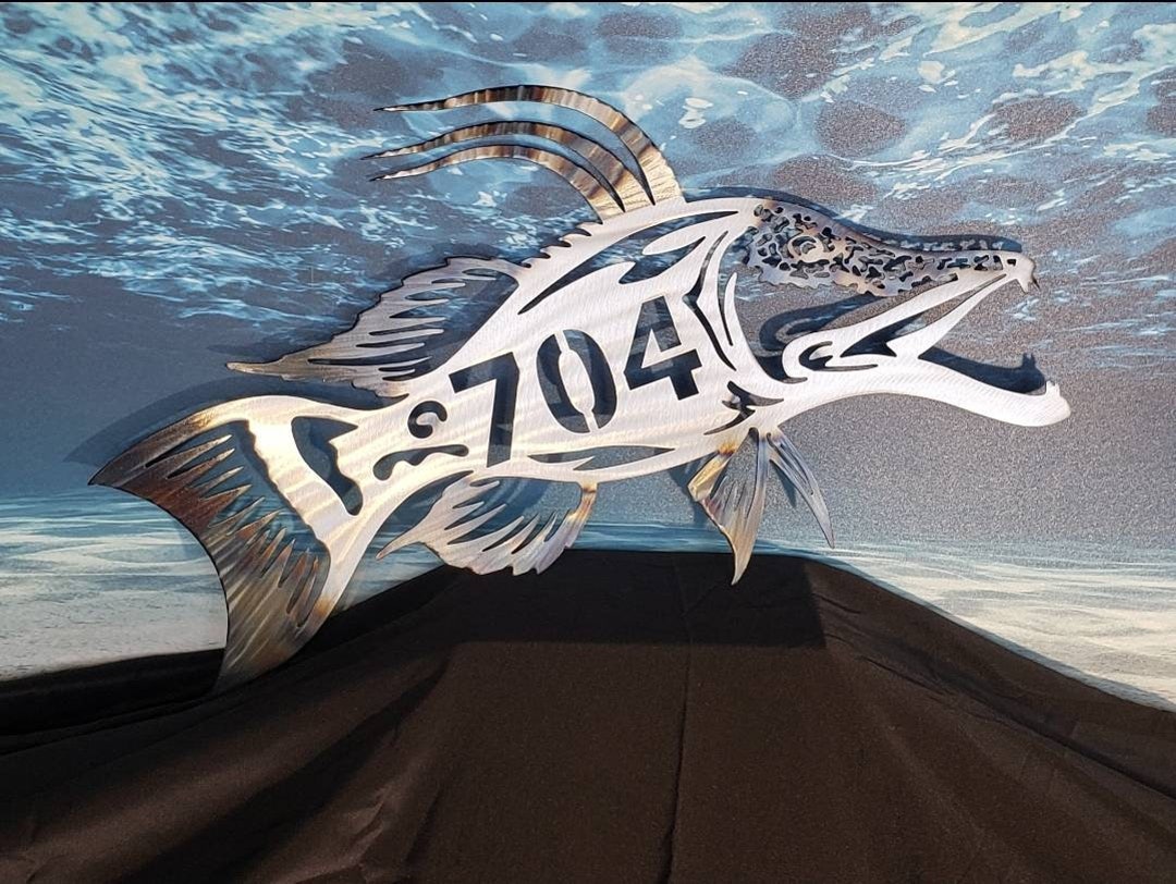 Hogfish Monogram House Numbers Custom Fish Metal Wall Art Fish Decor ...