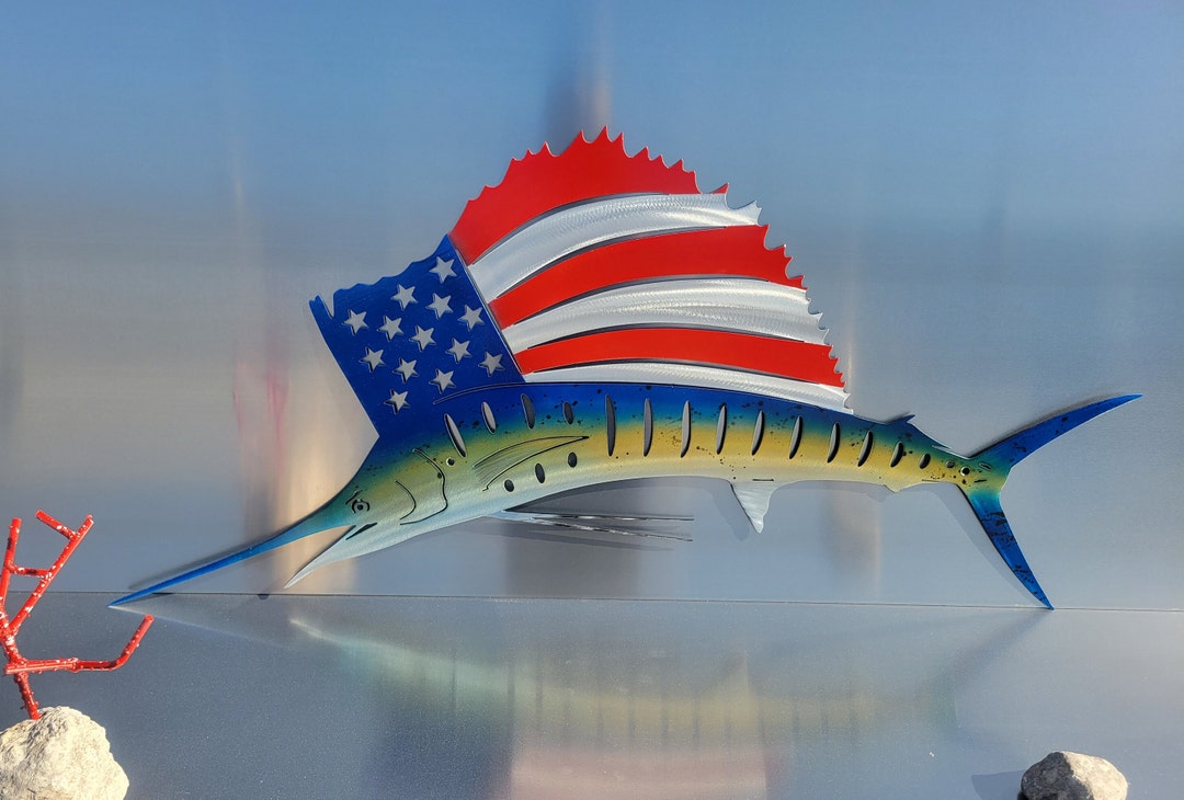 Sailfish 2.0 America Fag Paint Metal Wall Art Fish Decor Custom Art ...