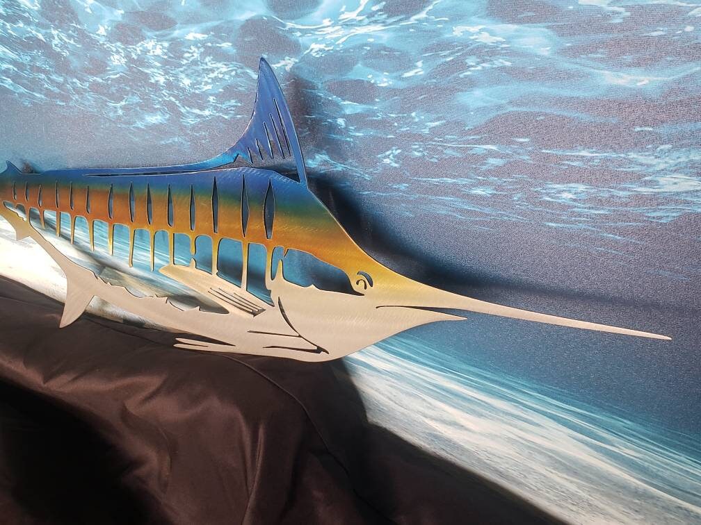 Marlin Fish Metal Wall Art Fish Decor Custom Art Work Steel or - Etsy