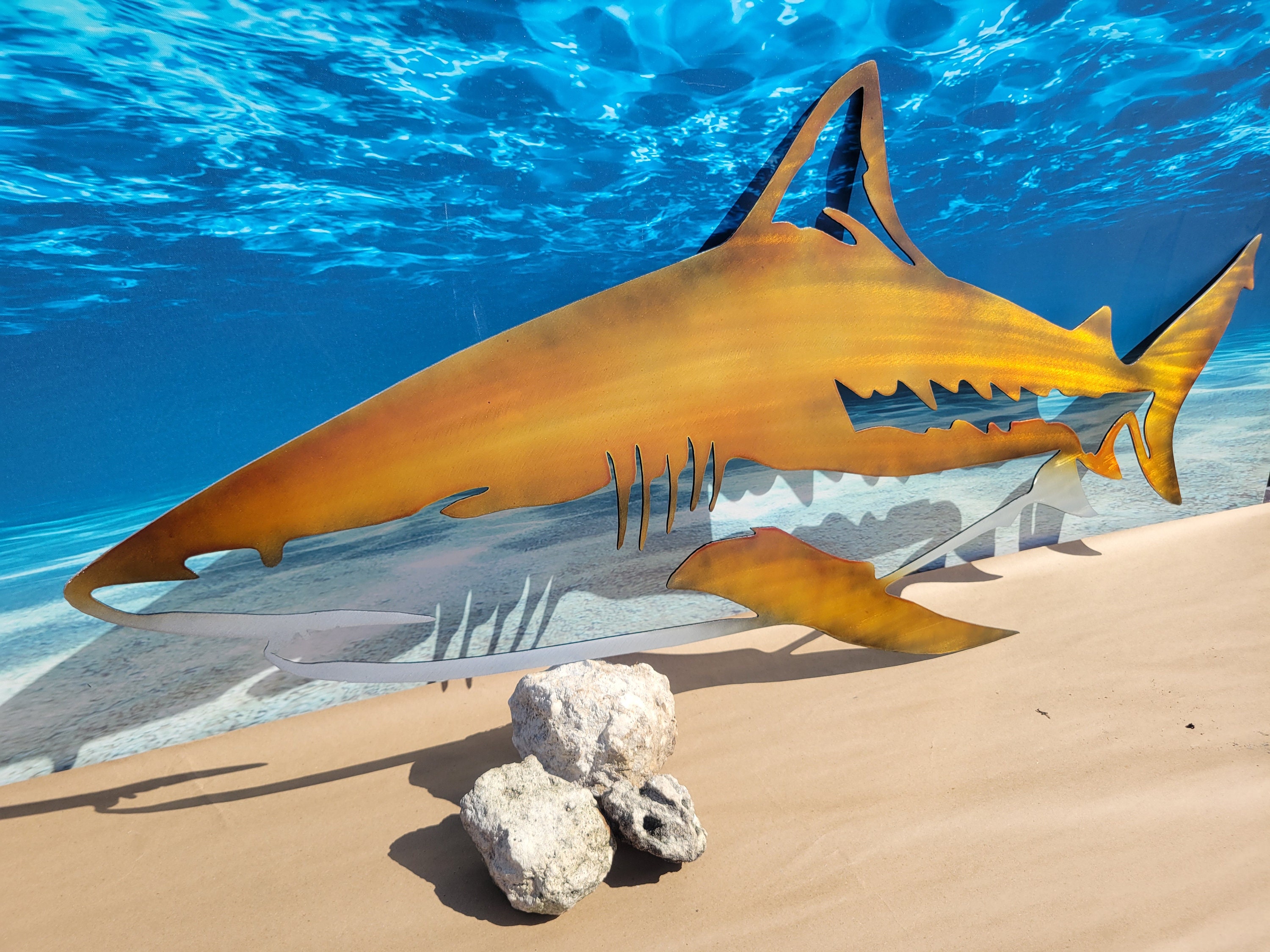 Bull Shark Metal Wall Art Fish Decor Custom Art Work Steel or Aluminum ...