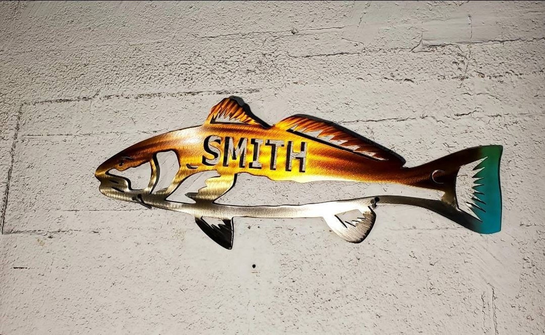 Redfish Reddrum Red Fish Monogram House Numbers Custom Wall Sign Metal ...