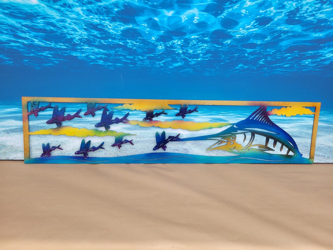 Marlin Portrait Fish Metal Wall Art Fish Decor Custom Art Work Steel or ...