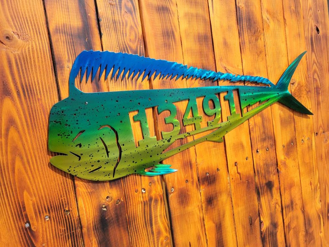 Mahi Mahi Dolphin Dorado Fish House Numbers Monogram Fish Metal Wall ...