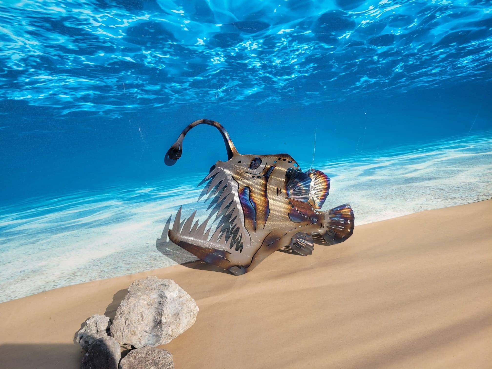 Angler Fish Metal Wall Art Fish Decor Custom Art Work Steel - Etsy