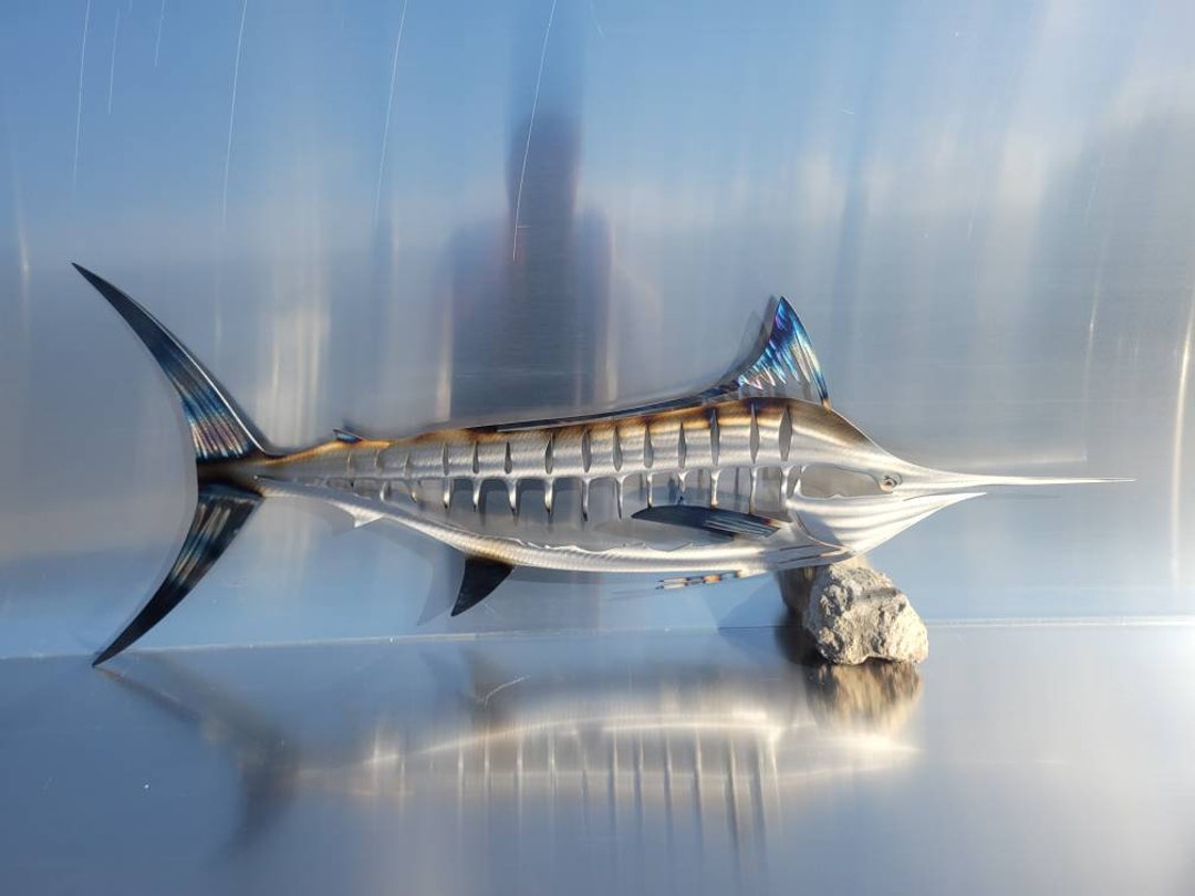 Marlin Fish Metal Wall Art: Heat Treated Steel Decor (47x17.7) - Etsy