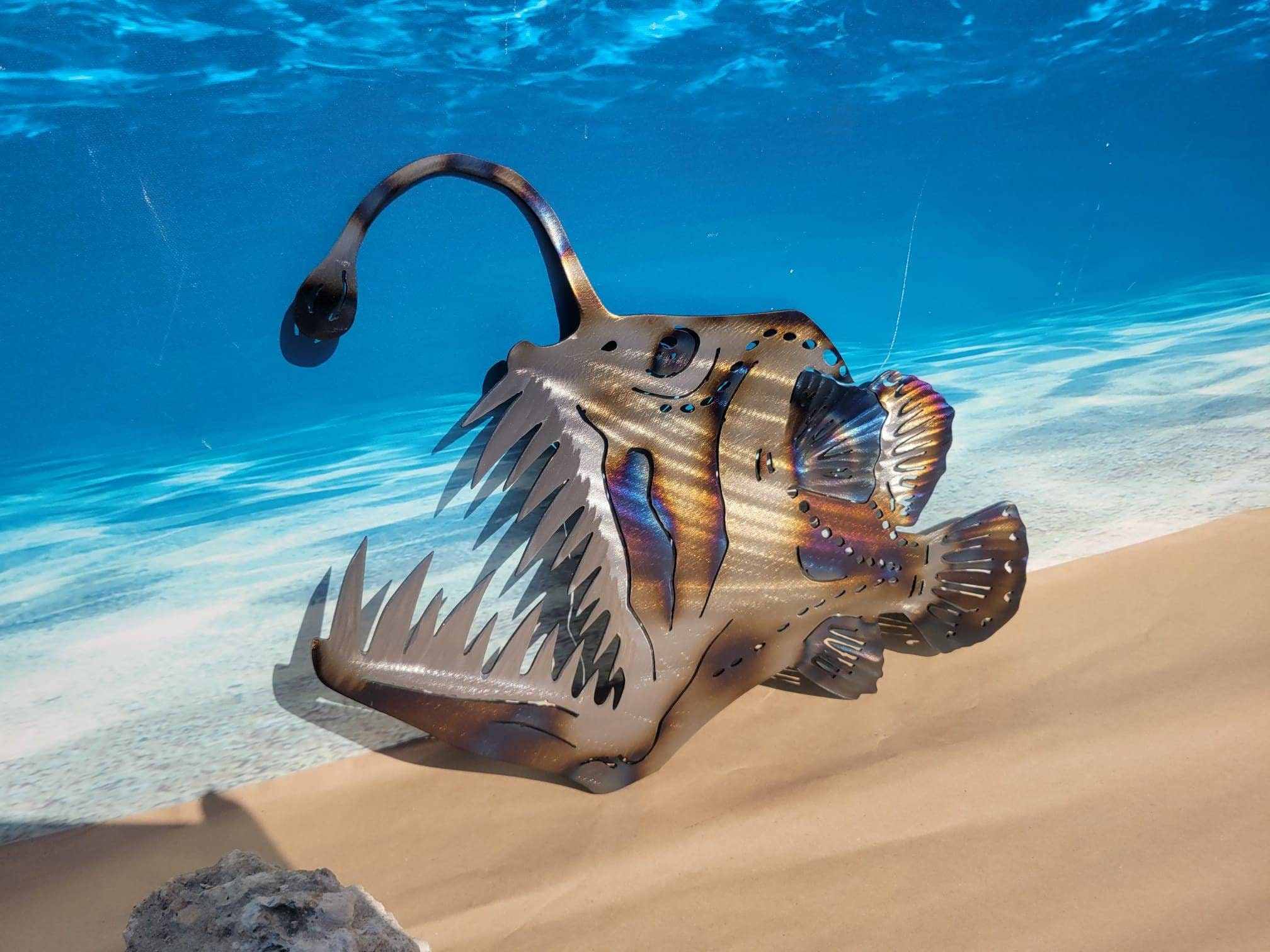 Angler Fish Metal Wall Art Fish Decor Custom Art Work Steel - Etsy
