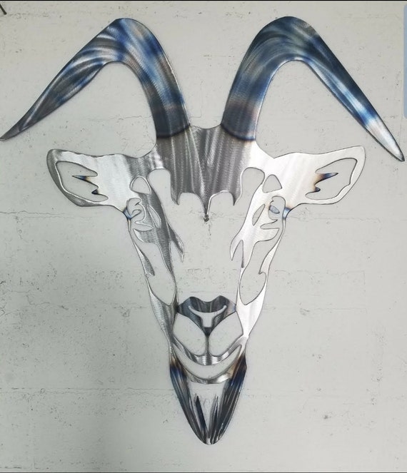 Goat Head Metal Wall Art Home Decor Metal Decor Country Cabin - Etsy