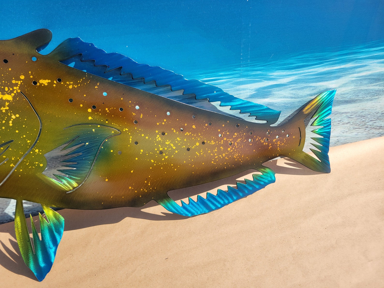 Golden Tile Fish Metal Wall Art Fish Decor Custom Art Work - Etsy