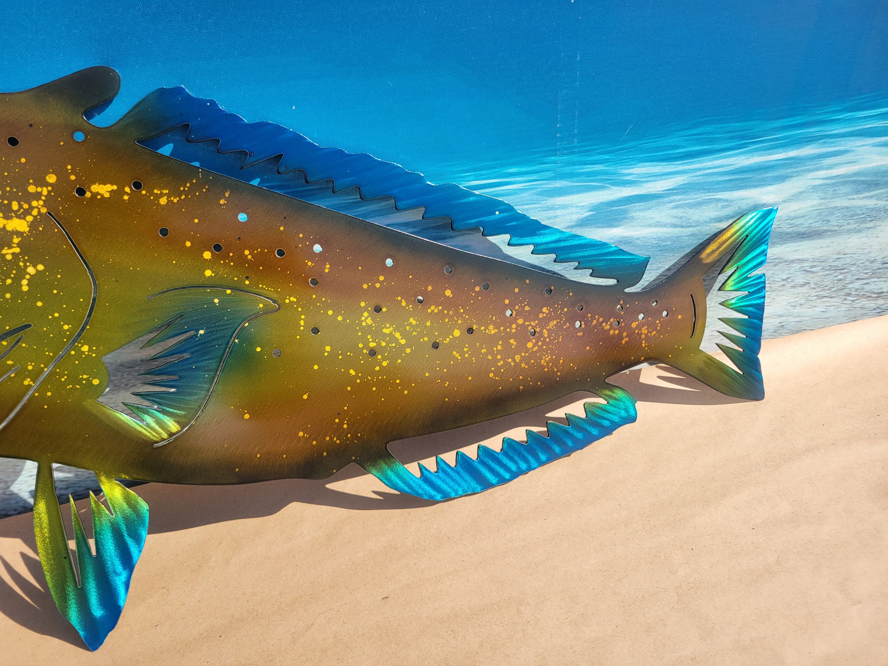 Golden Tile Fish Metal Wall Art Fish Decor Custom Art Work - Etsy