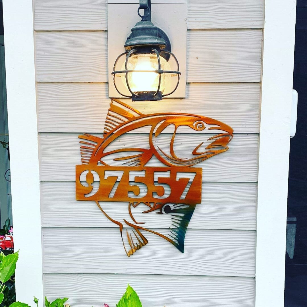 Redfish House Number Sign: Metal Nautical Wall Art - Etsy