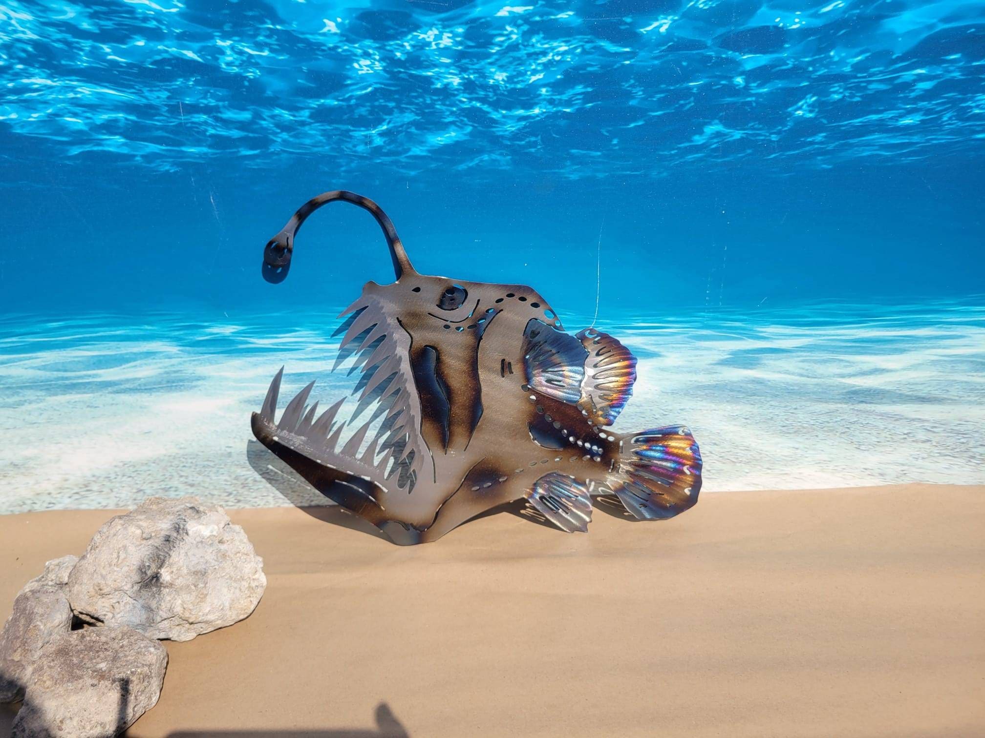 Angler Fish Metal Wall Art Fish Decor Custom Art Work Steel - Etsy