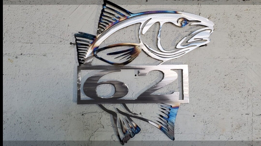 Redfish Red Drum Red Fish Monogram House Number Sign Metal Art Fish ...