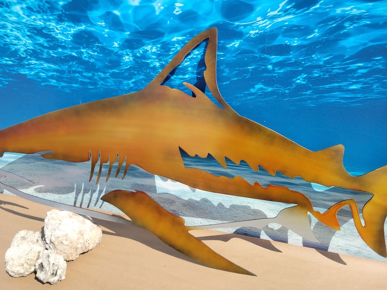 Bull Shark Metal Wall Art Fish Decor Custom Art Work Steel or Aluminum ...