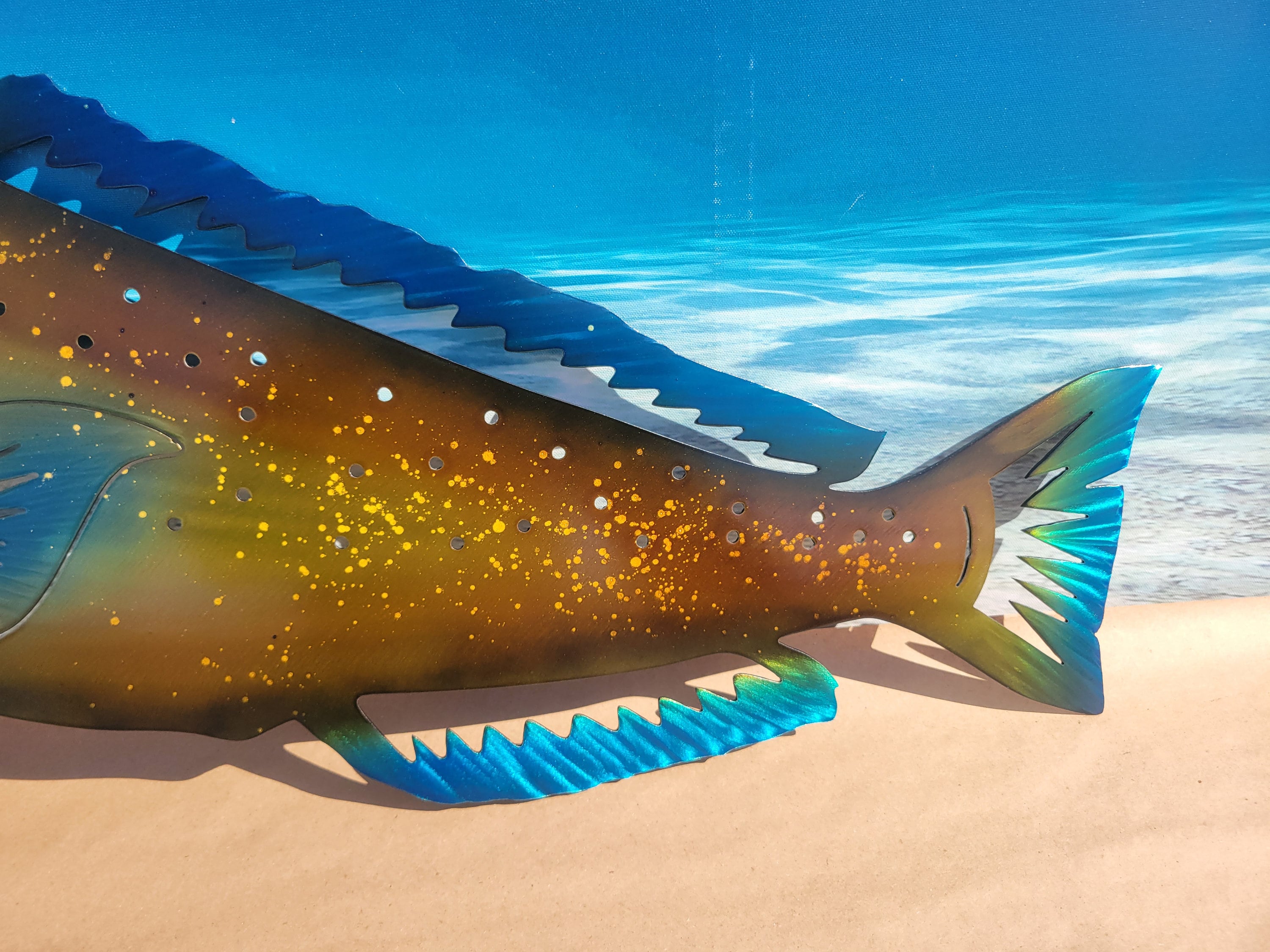 Golden Tile Fish Metal Wall Art Fish Decor Custom Art Work - Etsy