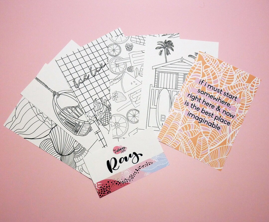 Ray Colouring Page Set, A5 Adult Colouring Page Set, Lifestyle Inspired ...