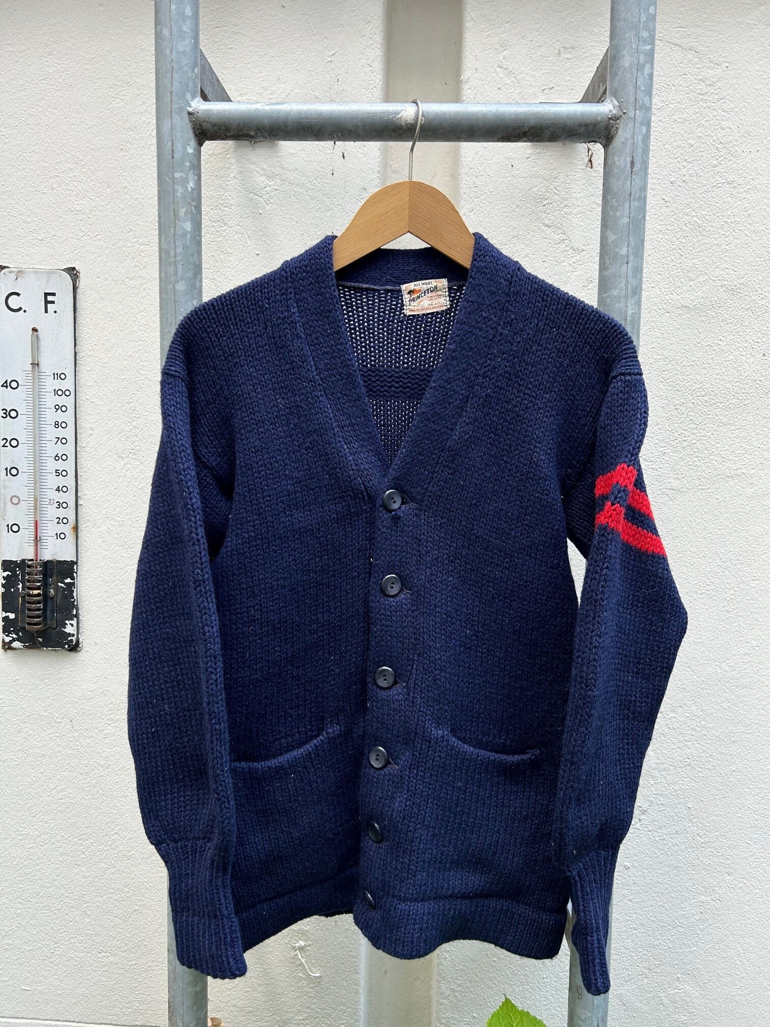 Vintage 50s: Princeton Wool Varsity Cardigan College Dark Blue Made in ...