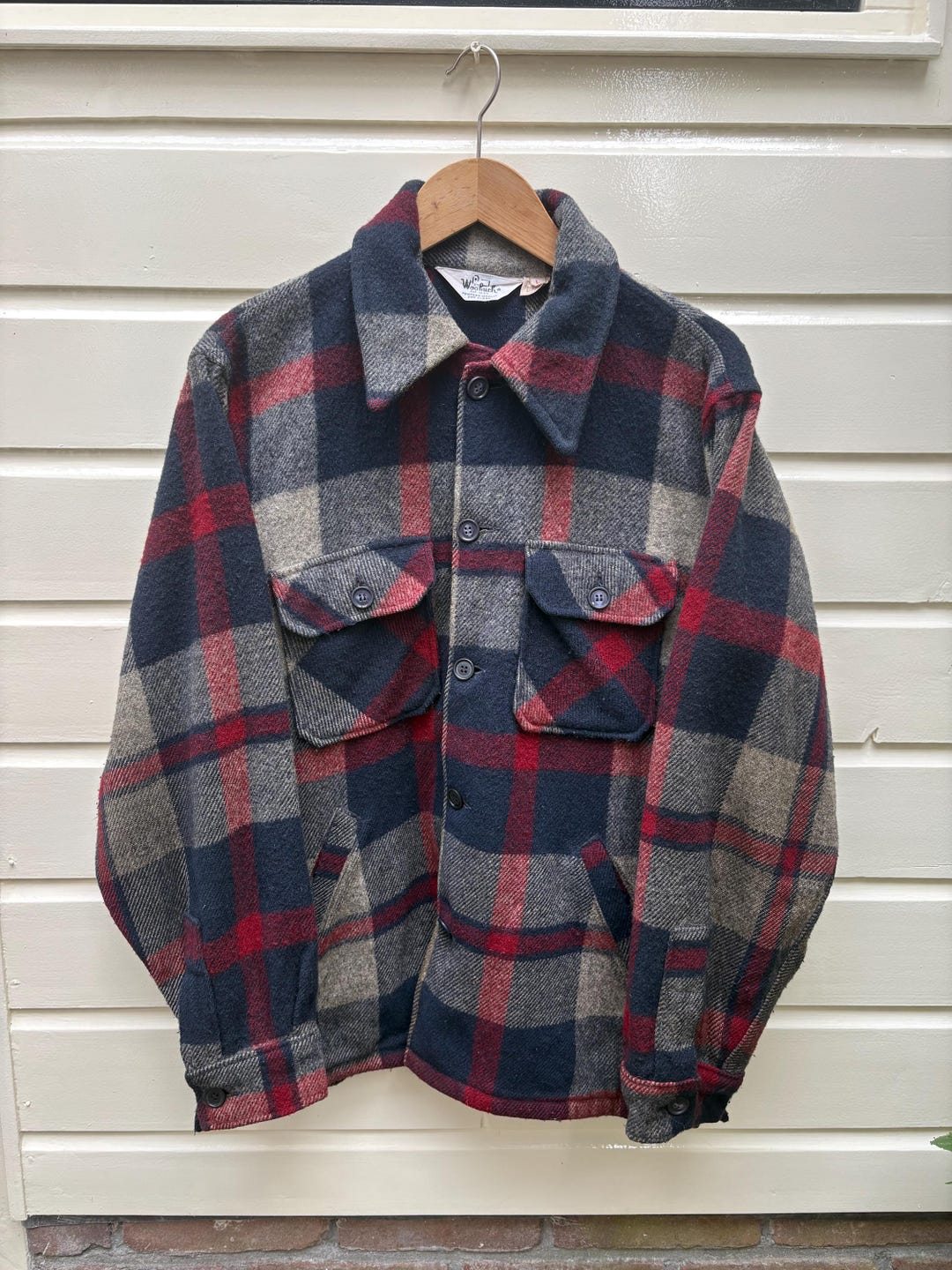 Vintage 70s: Woolrich Hunting Jacket - Blue Red Grey - Made in USA (L ...