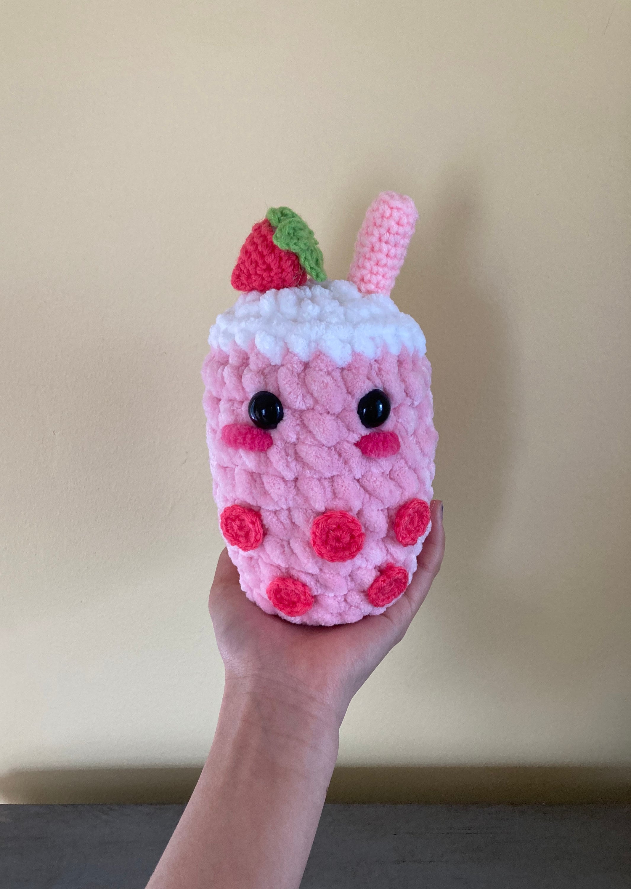 Crochet Strawberry Boba Plush - Etsy