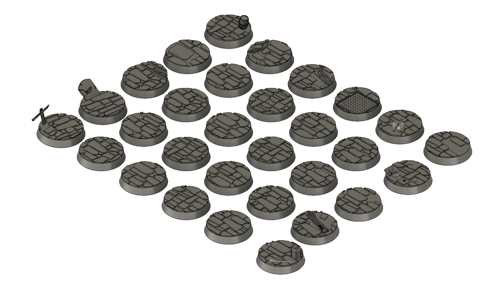 3D Printable Miniatures Bases for Cursed City or Any Dungeon Theme Mini ...