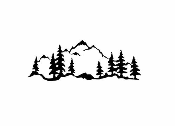 Mountain Trees Outline