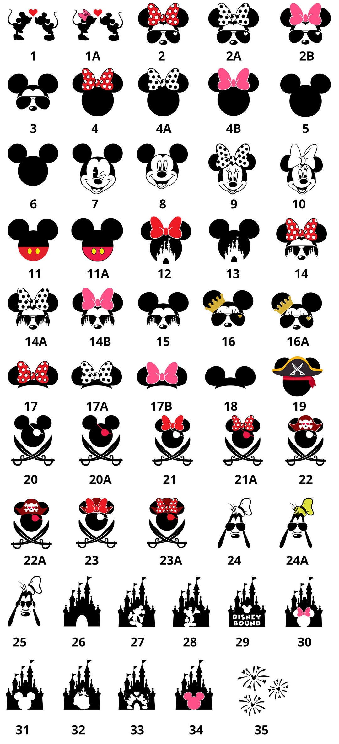 MEGA Mickey, Mini and a Few Goofy. BONUS 0-9 Numbers - Etsy