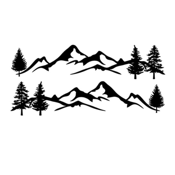 Mountains With Trees Svg - Etsy