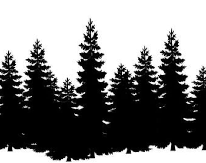 Mountain With Pine Tree Line - Etsy Canada