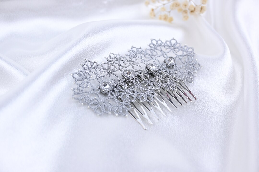 Lace Bridal Headpiece Handcrafted, With Metallic Thread and Crystals ...