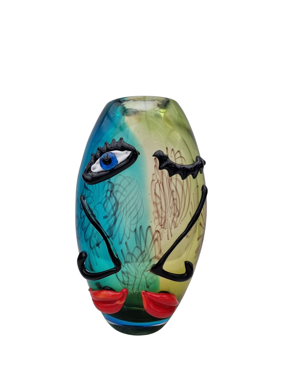 An Abstract Glass Vase Murano Style Face Shaped Vase Colorful Glass ...