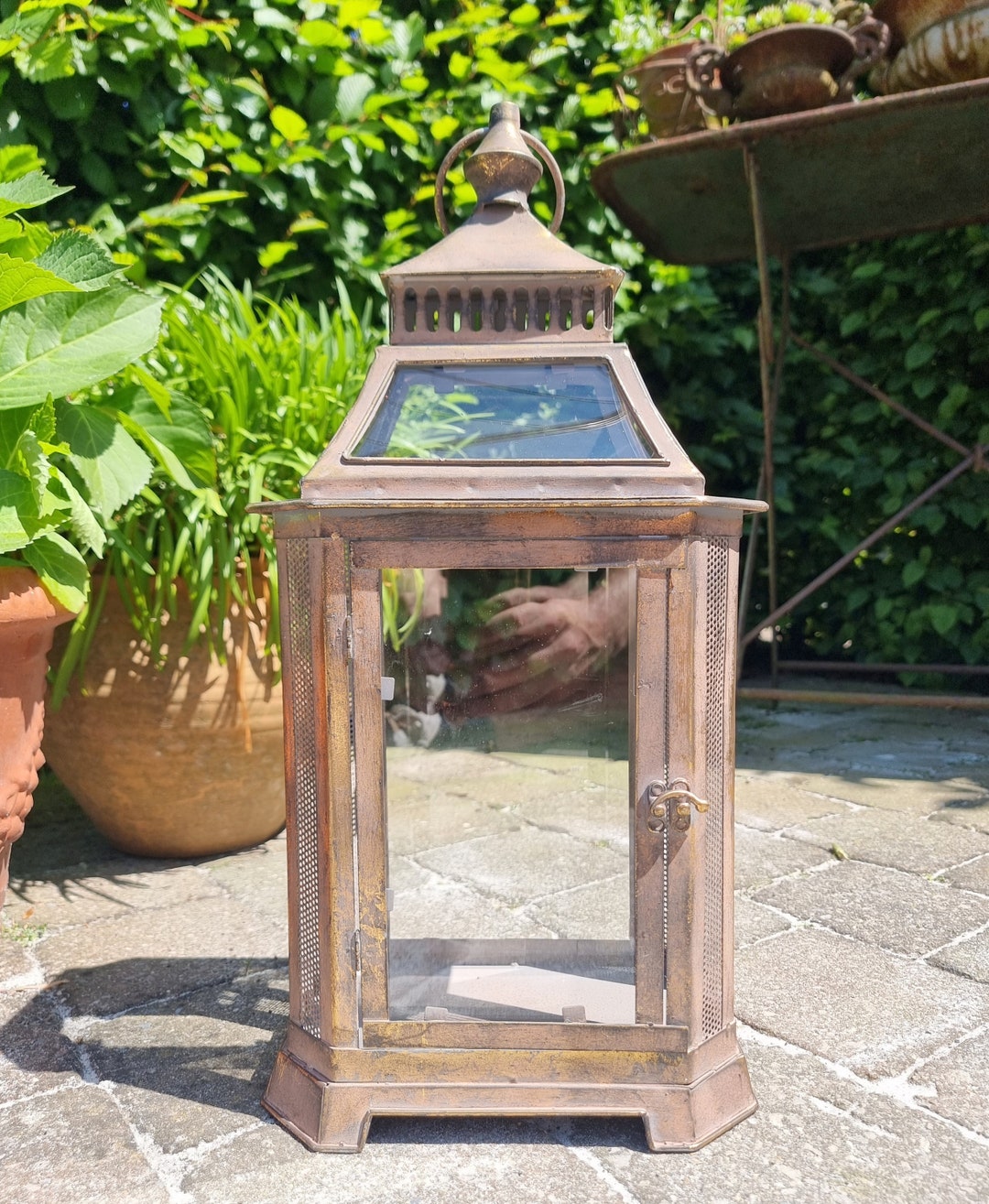 Beautiful Metal Lantern With Glass Panes Rustic Quality - Etsy
