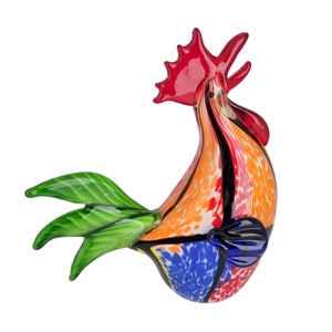 Colorful Glass Rooster Cheerful Home Decoration Bring Spring and Summer ...