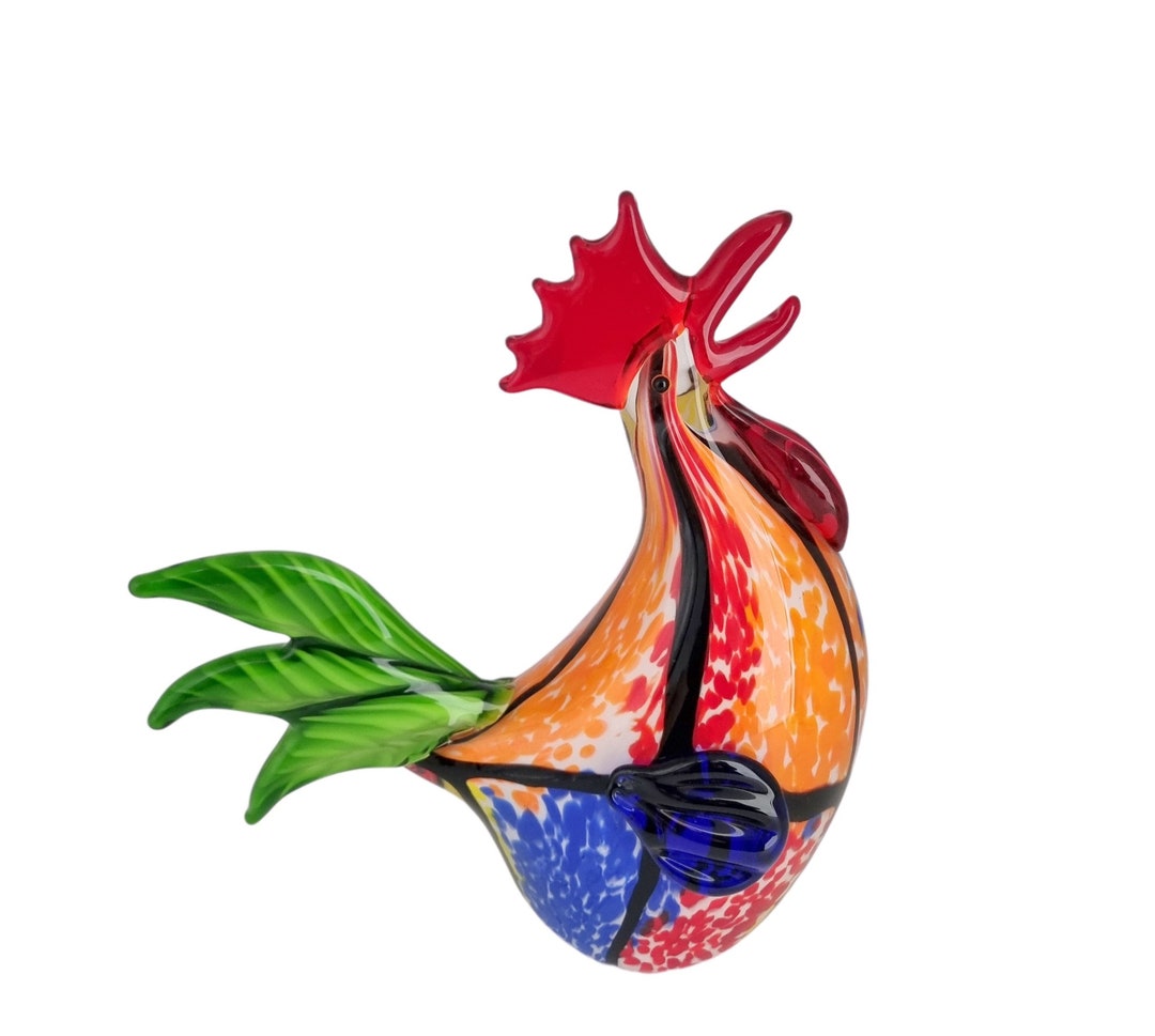 Colorful Glass Rooster Cheerful Home Decoration Bring Spring and Summer ...