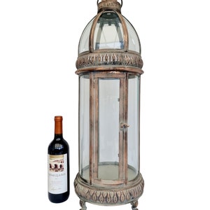 Large Standing Lantern in Metal and Glass Exceptional Detail and High ...