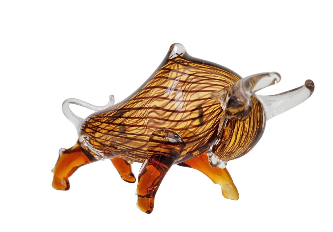 Very Large Glass Bull Ferocious Bull Glass Artwork Glass Animals ...