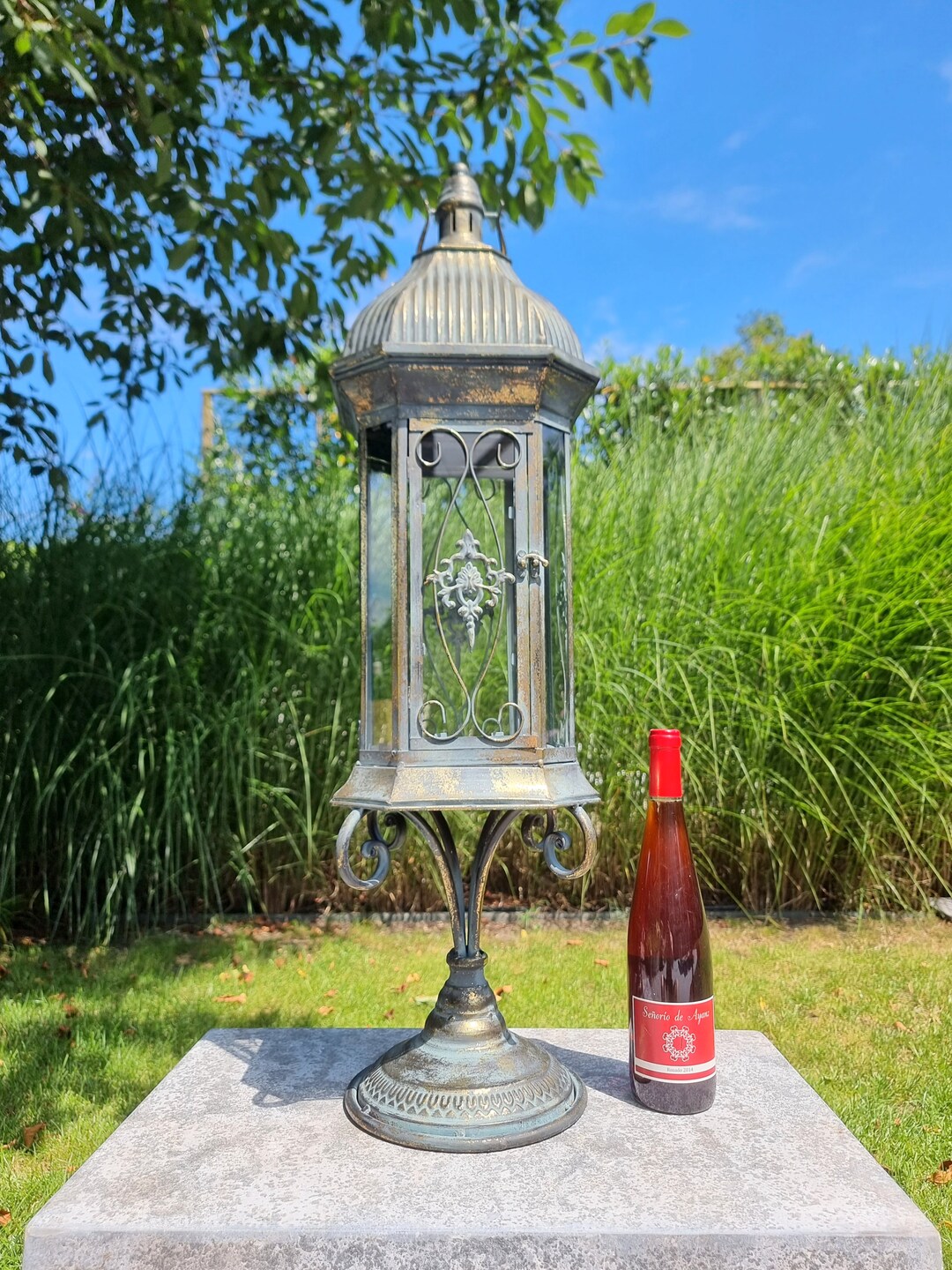 Large Standing Lantern on Foot Garden Lantern Patio Decoration Cozy ...