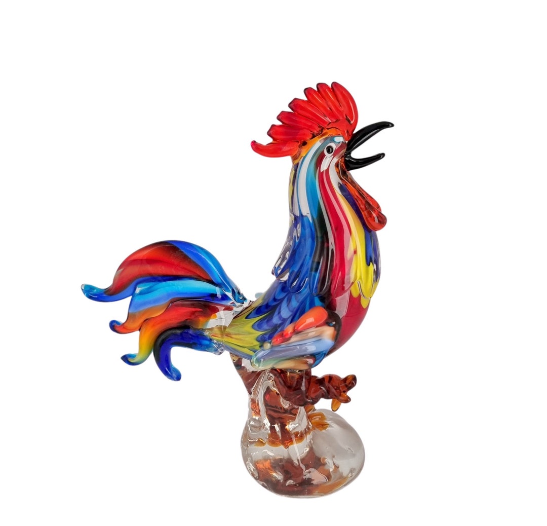 Large Glass Rooster Colorful Spring Decoration Unique Home Decoration ...